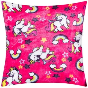 Bellatex Polštářek ELLÍK dětský motiv 35x40 cm Jednorožec Růžová,Bílá