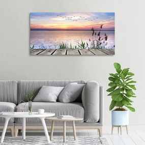 Obraz na skle Moře Ptáci Nebe Krajina 120x60 cm