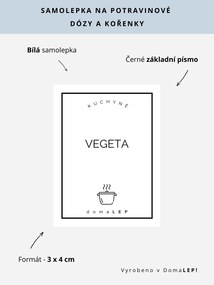 Samolepka na kořenky VEGETA bílá 3 × 4 cm základní písmo