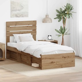 Rám postele Umělecký dub 90 x 200 cm Masivní borové dřevo 3411462