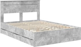 Rám postele s čelo Betonově šedá 160 x 200 cm Inženýrské dřevo 3409835