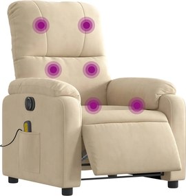 Elektrické masážní polohovací křeslo krémové mikrovlákno 3204926