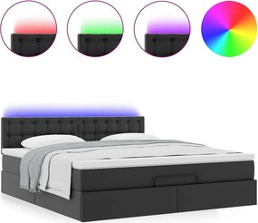 Osmanský postel s matracemi&amp;LED černá 180x200cm umělá kůže 3312167