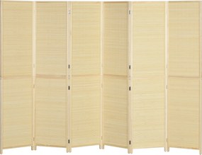 HOMCOM Bambusový pokojový paravan 6 panelů 270 x 180 cm skládací dělicí stěna - Přírodní