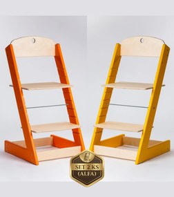 Lucas Wood Style - rostoucí židle ALFA III zvýhodněný set 2 ks - oranžová + žlutá