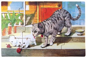 Bino Dřevěné puzzle v krabičce zvířátka