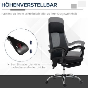Kancelářská židle Vinsetto s masážní funkcí USB rozhraní včetně podnožky nastavitelné opěradlo do 120 kg Černá 60x57x115-123 cm | Aosom.de