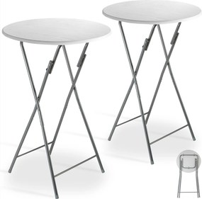 Deuba 2 x Barový stolek skládací bílý průměr 80cm