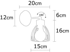 Nástěnné svítidlo v černé a bronzové barvě ø 15 cm Kemah – Opviq lights