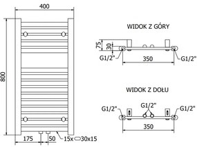 Mexen Hades, elektrické topné těleso 800 x 400 mm, 300 W, bílá, W104-0800-400-2300-20