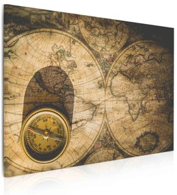 Malvis ® Obraz kompas na mapě Velikost (šířka x výška): obdélník - 100x45 cm