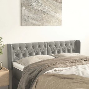 Čelo postele typu ušák světle šedé 163x16x78/88 cm samet 3119158