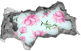 Wallmuralia Nálepka 3D díra na zeď Květy a jahody 95x73 cm