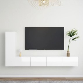 vidaXL 3dílný set TV skříněk dřevotříska [3079095] Barva: bílá s vysokým leskem