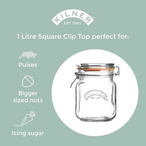 Kilner Clip Top zavařovací sklenice s klipem, hranatá, 1 l, 0025.511