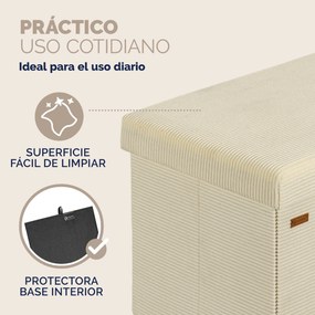 Lavice s úložným prostorem béžová manšestr 76x38x38cm MDF skládací