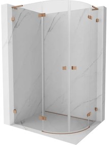 Mexen Lunar, L půlkruhový sprchový kout naklápěcí doleva 100 x 70 cm, 8mm čiré sklo, profil měděná matná, 833L-100L-070P-65-00