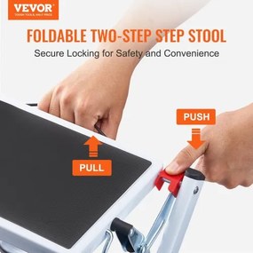 Schůdky, 2stupňová, nosnost 150 kg, Ergonomická skládací ocelová schůdková stolička
