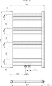 Gamma Erga Simple, topné těleso 800x500 mm, 235 W, černá, ERG-LAV-SIMP-8050-BK