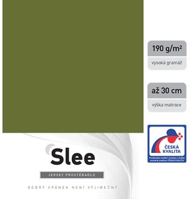 Slee jersey prostěradlo - olivová Rozměr: 180 x 200 cm