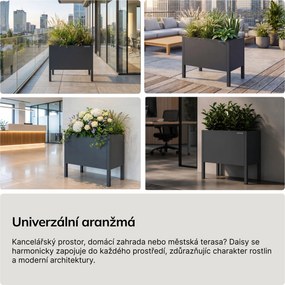 Malý antracitový kovový obal na květináč: DAISY 400 x 350 x 250 mm