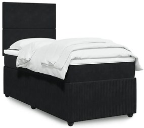 Box spring postel s matrací černá 90x200 cm samet 3292234