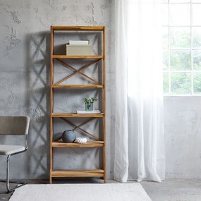 Regál z dubového dřeva v přírodní barvě 70x198 cm X-Shelf – Unique Furniture