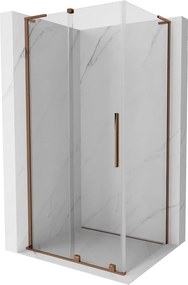 Mexen Velar L, sprchový kout s posuvnými dveřmi 120 x 75 cm, 8mm čiré sklo, růžové zlato, 871-120-075-03-60