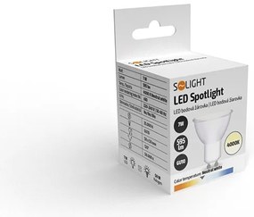 SOLIGHT LED žárovka bodová PAR16 7W, GU10, 4000K, 595lm, studená bílá