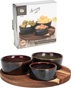 Servírovací set 3+1 v hnědém provedení 20 × 20 cm