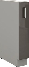 GREY gr | dolní skříňka 15 D CARGO s výsuvnou drátěnou policí | 15 cm | světle šedá/tmavě šedá lesk