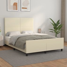 Rám postele s čelem krémový 140x190 cm umělá kůže 3125447