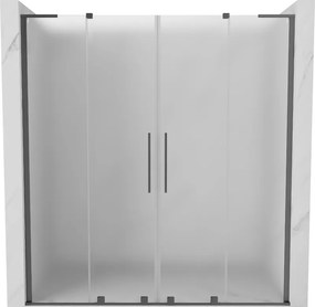 Mexen Velar L Duo, posuvné sprchové dveře do otvoru 180 cm, 8mm sklo námraza, broušený grafit, 871-180-003-32-95