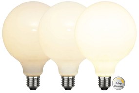 LED žárovka globe E27 G125 7,5 W, 3-step-dim, opál