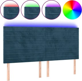 Čelo postele s LED tmavě modré 160x5x118/128 cm samet 3122622