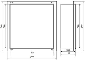 Mexen X-Wall-NR, polička na zapuštění pod obklad bez límce 30 x 30 cm, bílá, 1921303010