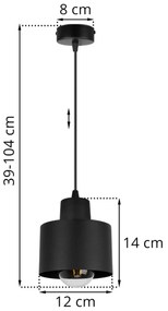 Závěsné svítidlo PANTA, 1x černé kovové stínítko