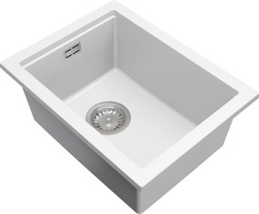 Gamma Decor 3850, 1-komorový granitový dřez 380x500x207 mm, bílá, GMA-ZLE000158