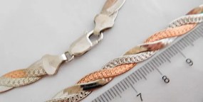 Klenoty Budín Stříbrný pletený náhrdelník (řetízek) - růžové zlacení 45cm 13,67gr 030498400027