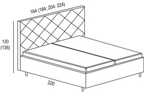 LB BOHEMIA, s.r.o. Čalouněná postel ROAN ROZMĚR: 180 x 200 cm
