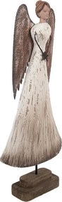 Dřevěná dekorace anděl s hvězdičkou Angel Rustic Brocante - 19*6*42 cm
