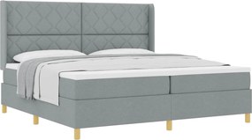 Postel s boxspringem s čelo Světle šedá 200 x 200 cm textil 3341917