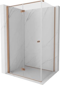 Mexen Mist-F T, 1-křídlý ​​skládací sprchový kout levý 120 x 70 cm, průhledný, broušená měď - 8A6T-120-070-65-00-L