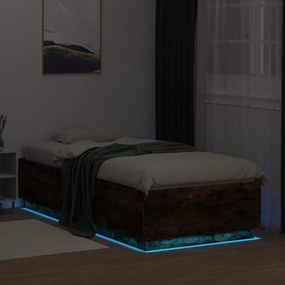 Rám postele s LED osvětlením kouřový dub 100 x 200 cm kompozit 3209629