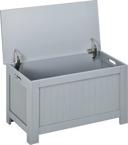 HOMCOM Úložný trunk pro ložnici – Úložná lavice se víkem, multifunkční úložný trunk s bezpečnostním pantem pro chodbu a obývací pokoj 81x40x46 cm Šedá