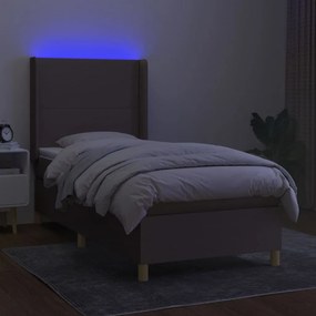 Box spring postel s matrací a LED taupe 90x190 cm textil 3138681