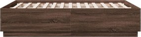 Rám postele s LED osvětlením hnědý dub 135 x 190 cm kompozit 3209652