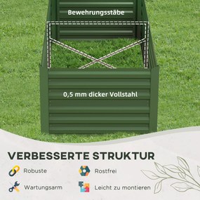 Vyvýšený zahradní záhon Outsunny z oceli, rostlinný záhon, studený rám, skládatelná nádoba na rostliny 180x90x60cm pro zahradu, balkon, terasu, zelen…