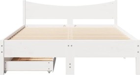 Rám postele se zásuvkami bílý 135 x 190 cm masivní borovice 3301921