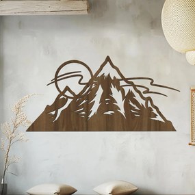 dřevo života Dřevěné hory s východem slunce na zeď Rozměry (cm): 80x40, Barevný vzor: Černá